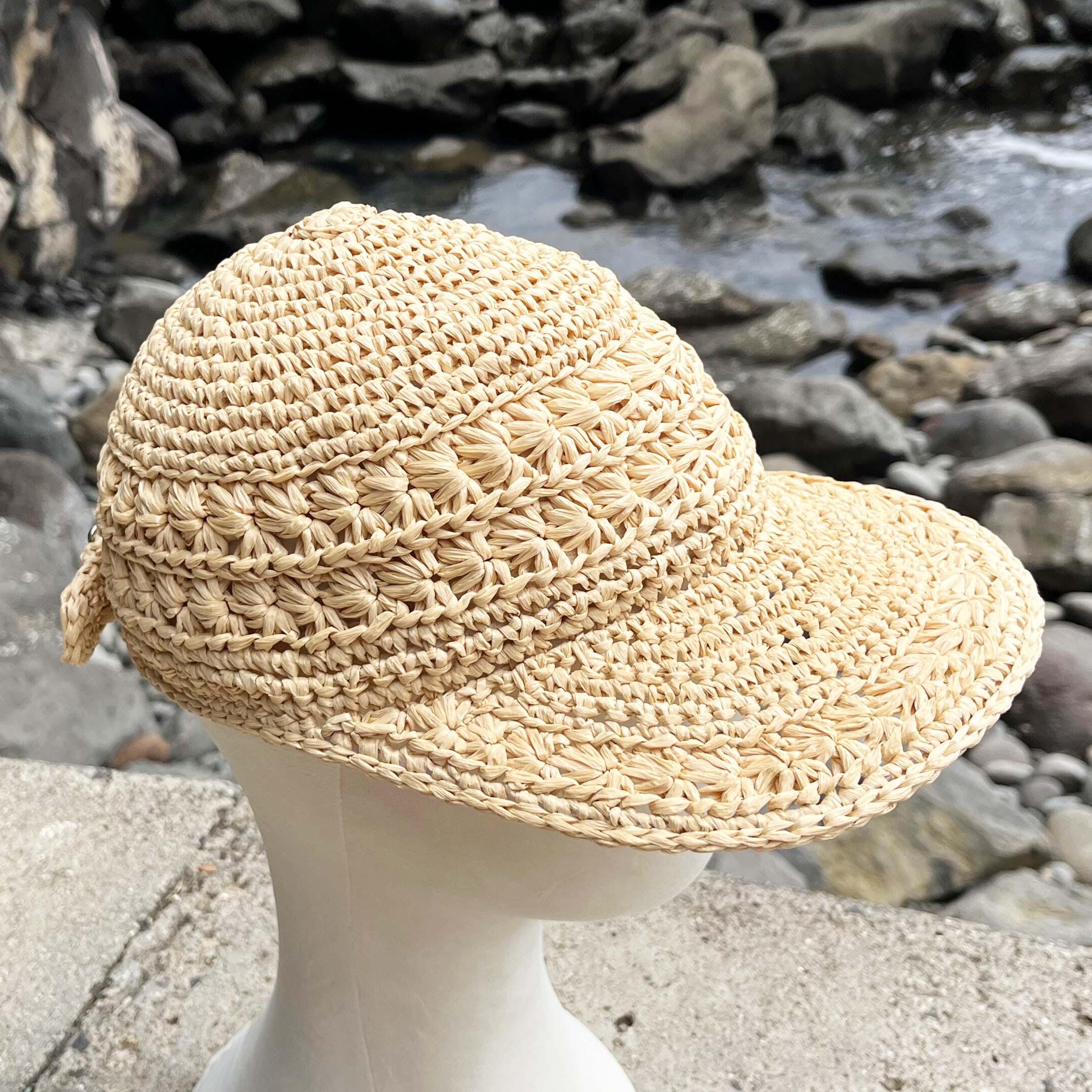 Crochet Baseball Cap Pattern PDF | Raffia Ponytail Sun Visor Hat | Star ...