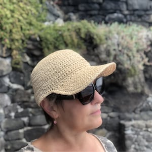Crochet Hat Pattern. Summer Baseball Cap. Women Sun Hat From Raffia ...