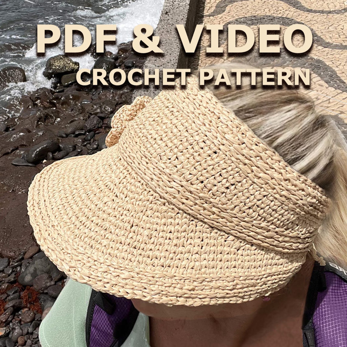 Crochet Pattern Summer Sun Shield, Stylish Women Raffia Visor With ...