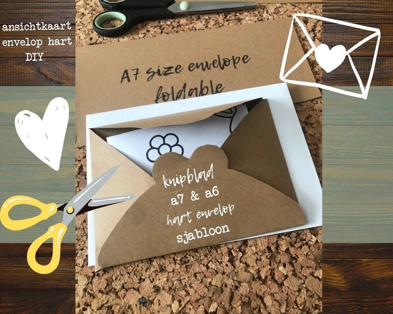 DIY Heart Envelope Template A6 and A7 Mother's Day - Etsy