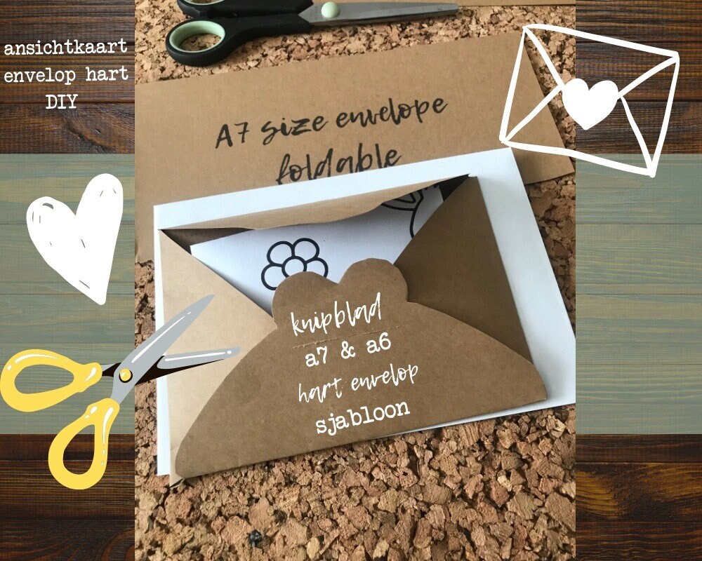 DIY Heart Envelope Template A6 and A7 Mother's Day - Etsy
