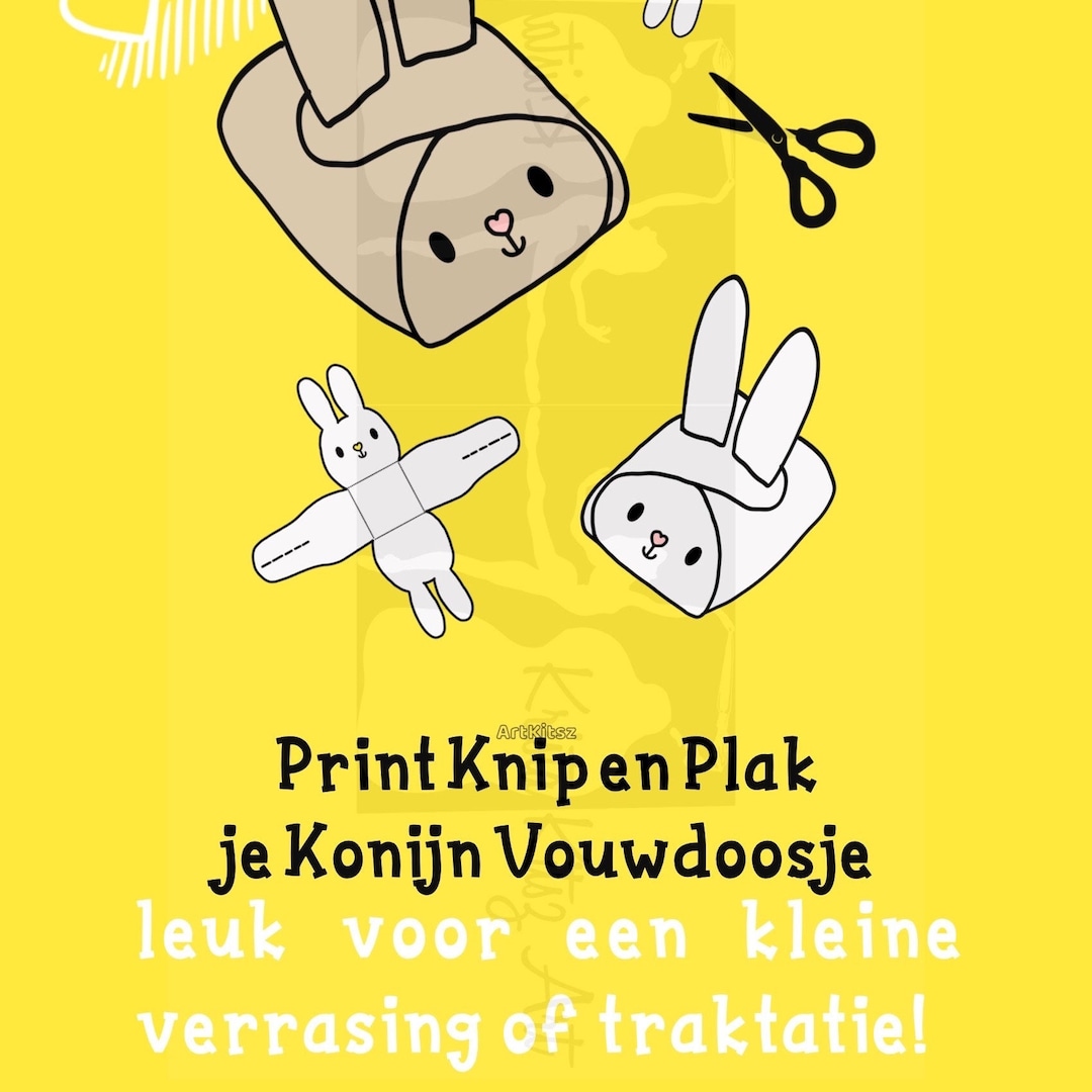 Folding a Rabbit Box Print Out Cut and Paste | Treat Idea | Template ...