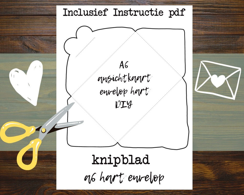 DIY Heart Envelope Template A6 and A7 Mother's Day - Etsy