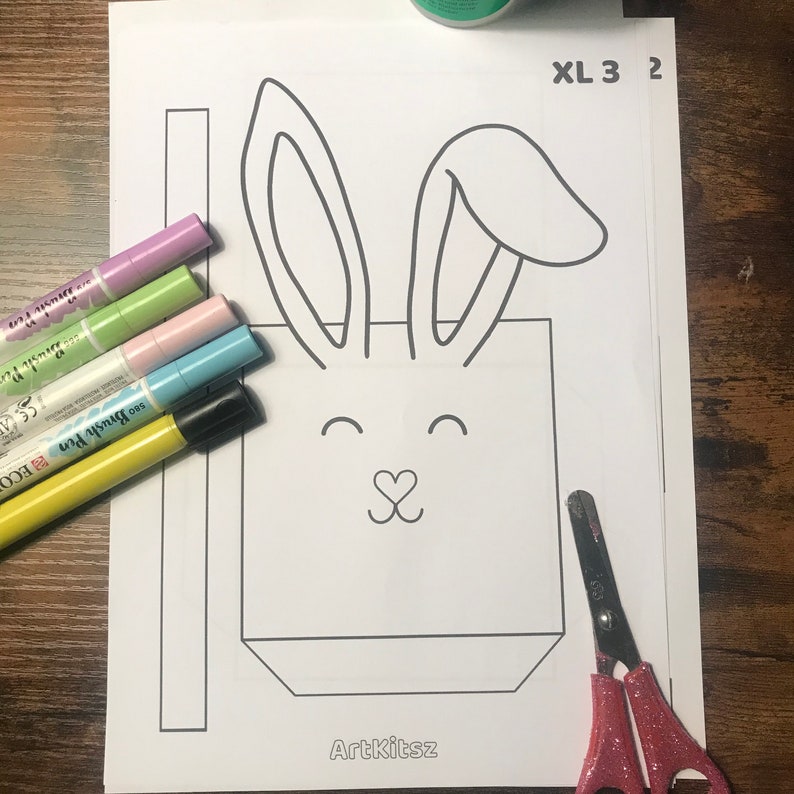 DIY Easter Bunny Basket Template L & XL 2 X Treat Idea Templates ...