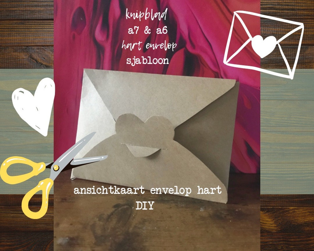 DIY Heart Envelope Template A6 and A7 Mother's Day - Etsy