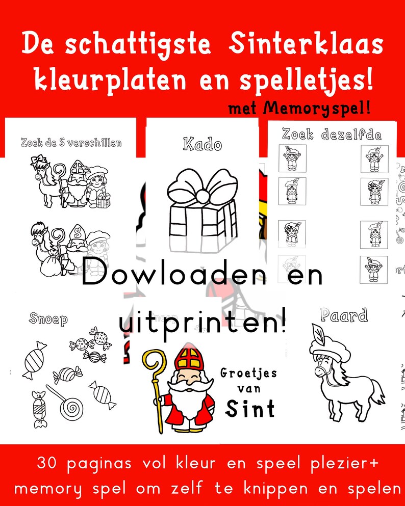 Sinterklaas Coloring and Games Book | Print Yourself | Download ...