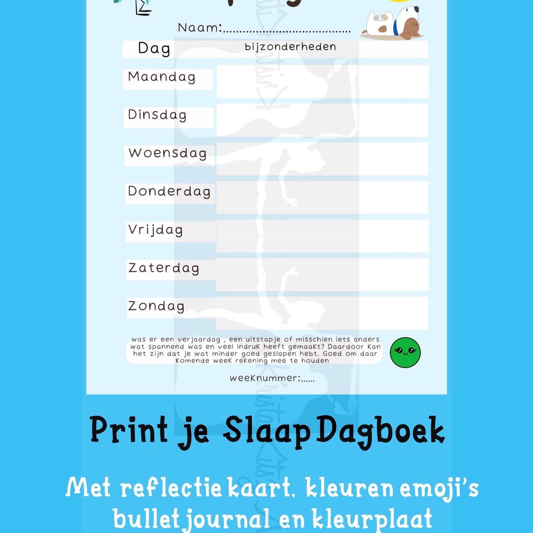 Sleep Monitoring PDF A4 Printable in Color 14 Pages Nl and EN Schedule ...