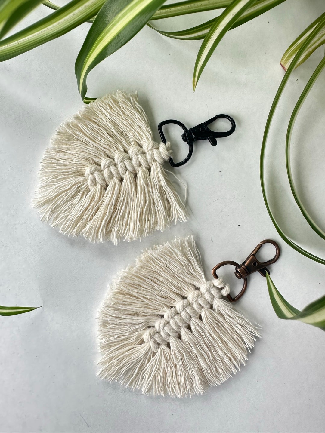 Macrame Feather Key Chain Accessory - Etsy