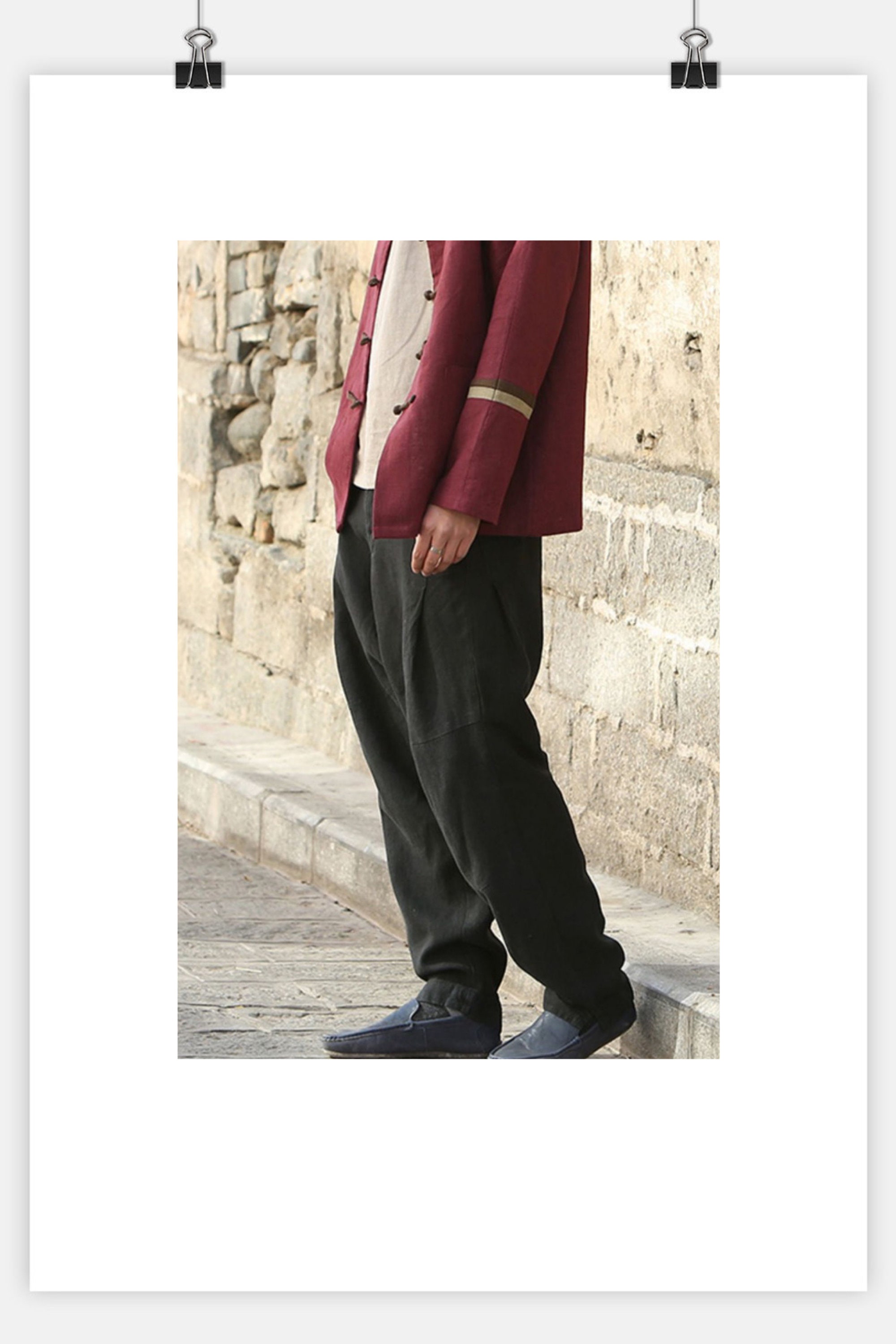 5-colors Pure Ramie Handmade Mens Sagging Pants, Linen-like Ramie Wide ...