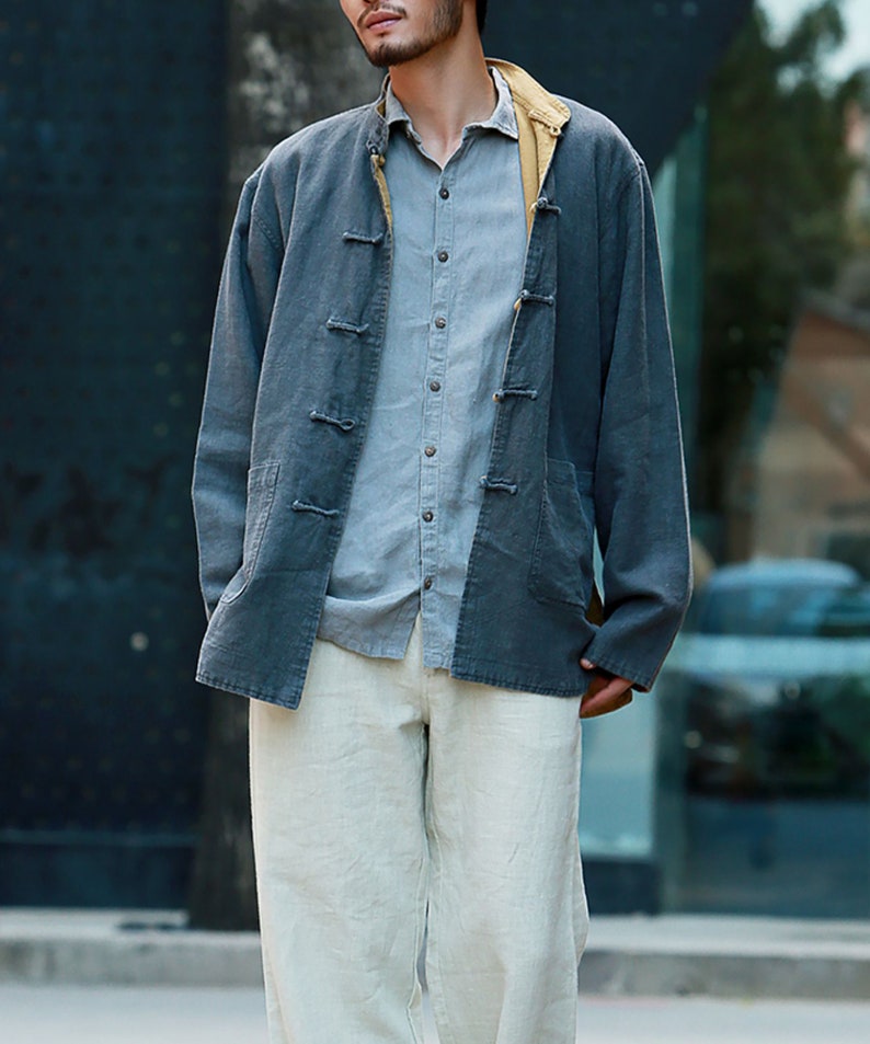 6-colors Double-sided Handmade 100% Linen Jacket With Chinese Handmade ...