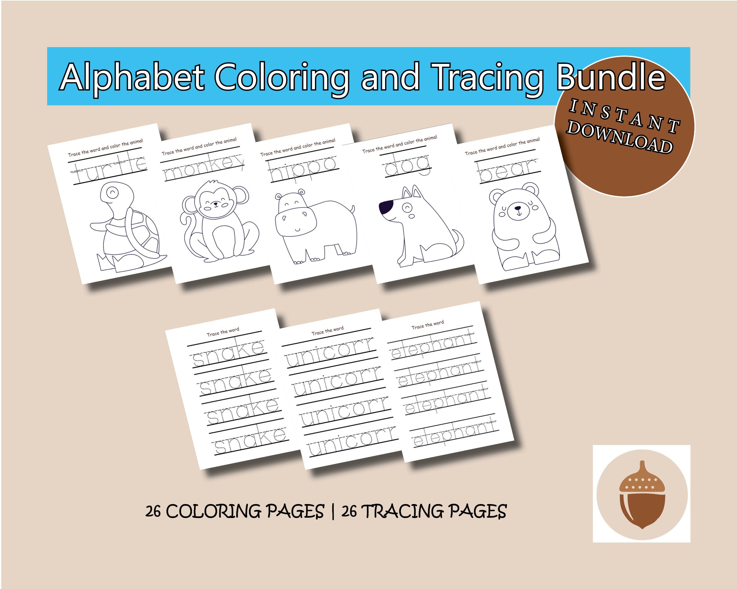 Alphabet Coloring and Tracing Bundle tracing Letters and Coloring ...