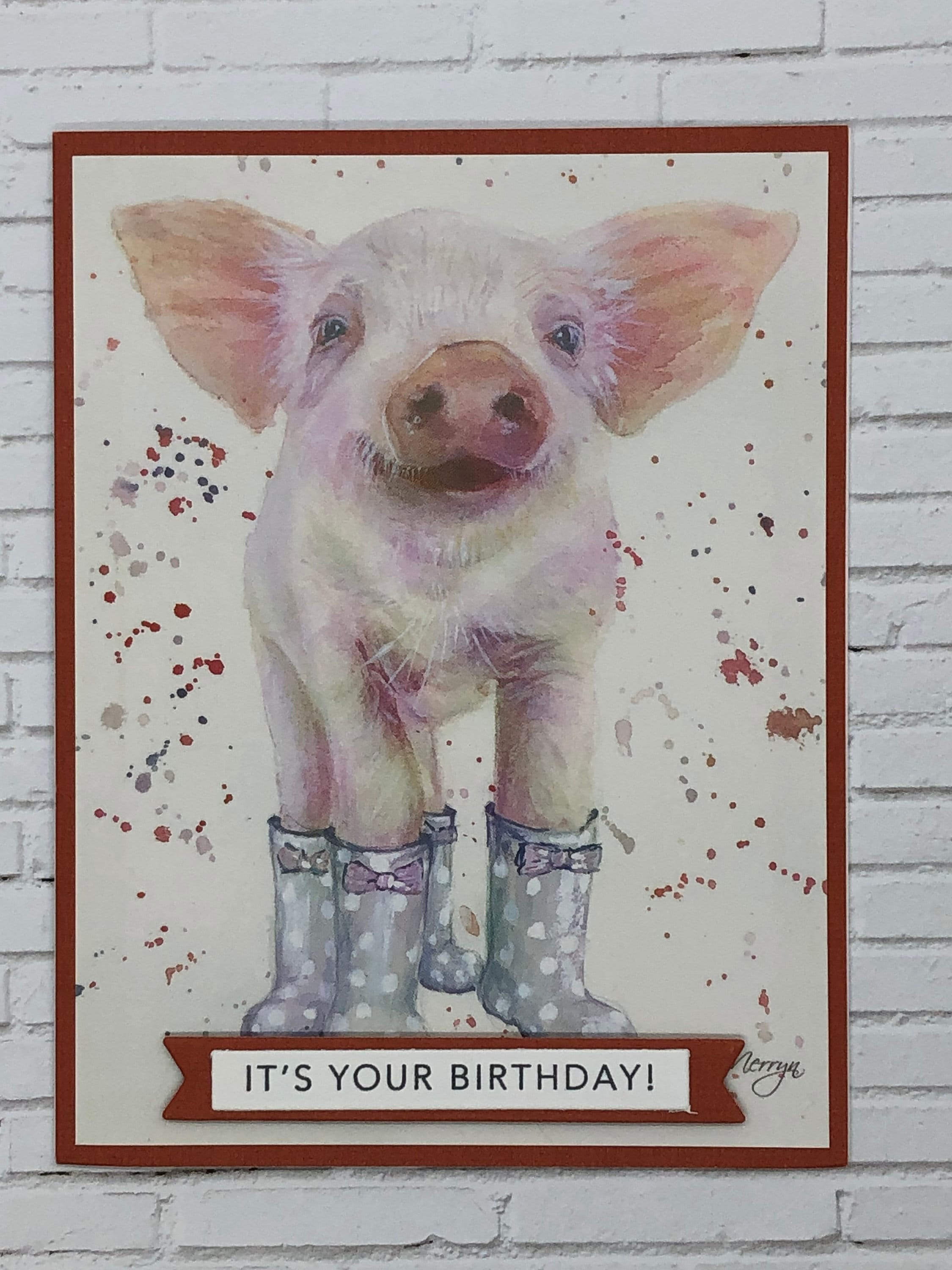 Pig Birthday Cards With Envelopes, Set of 4 Handmade - Etsy