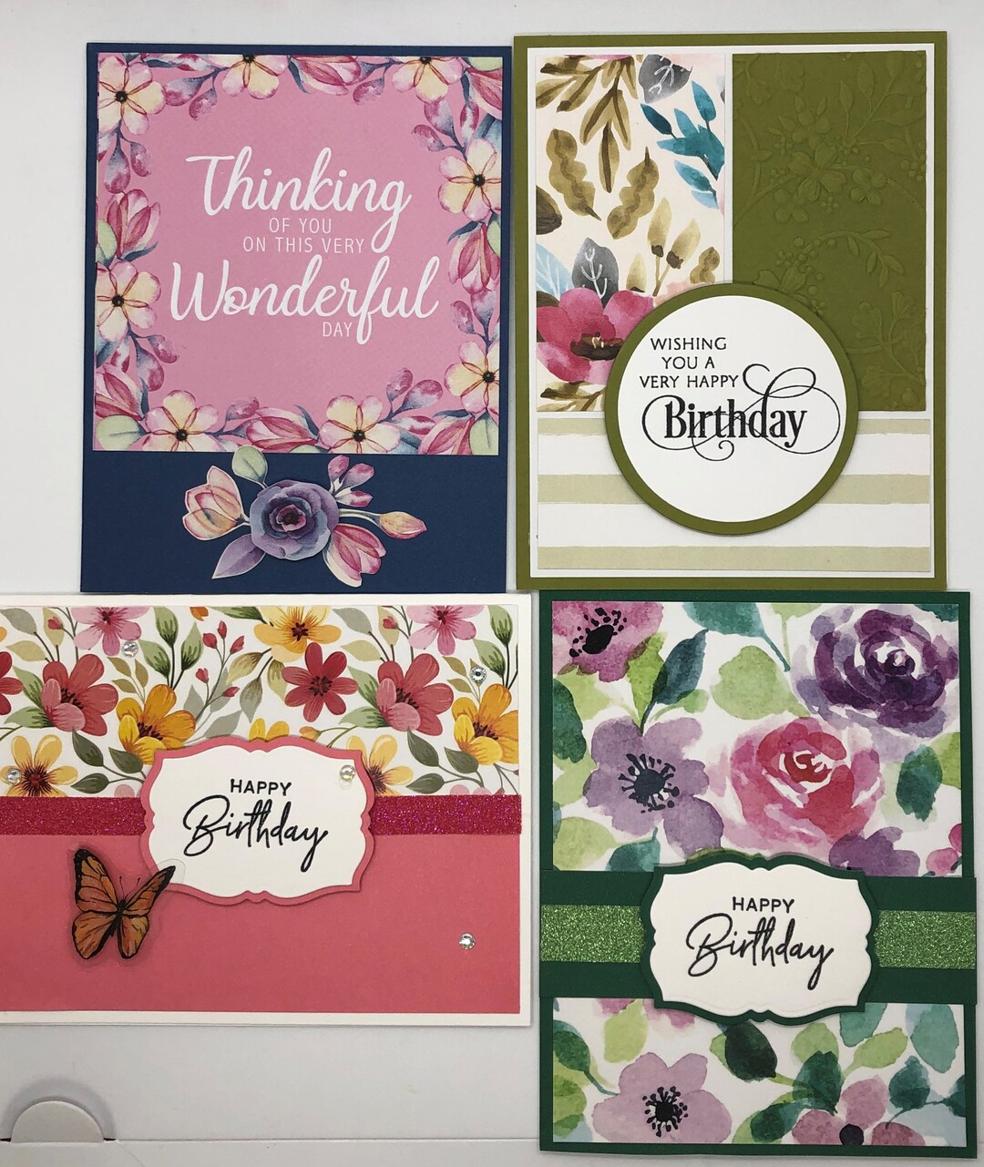 Floral Birthday Cards With Envelopes Set of 4 Handmade - Etsy