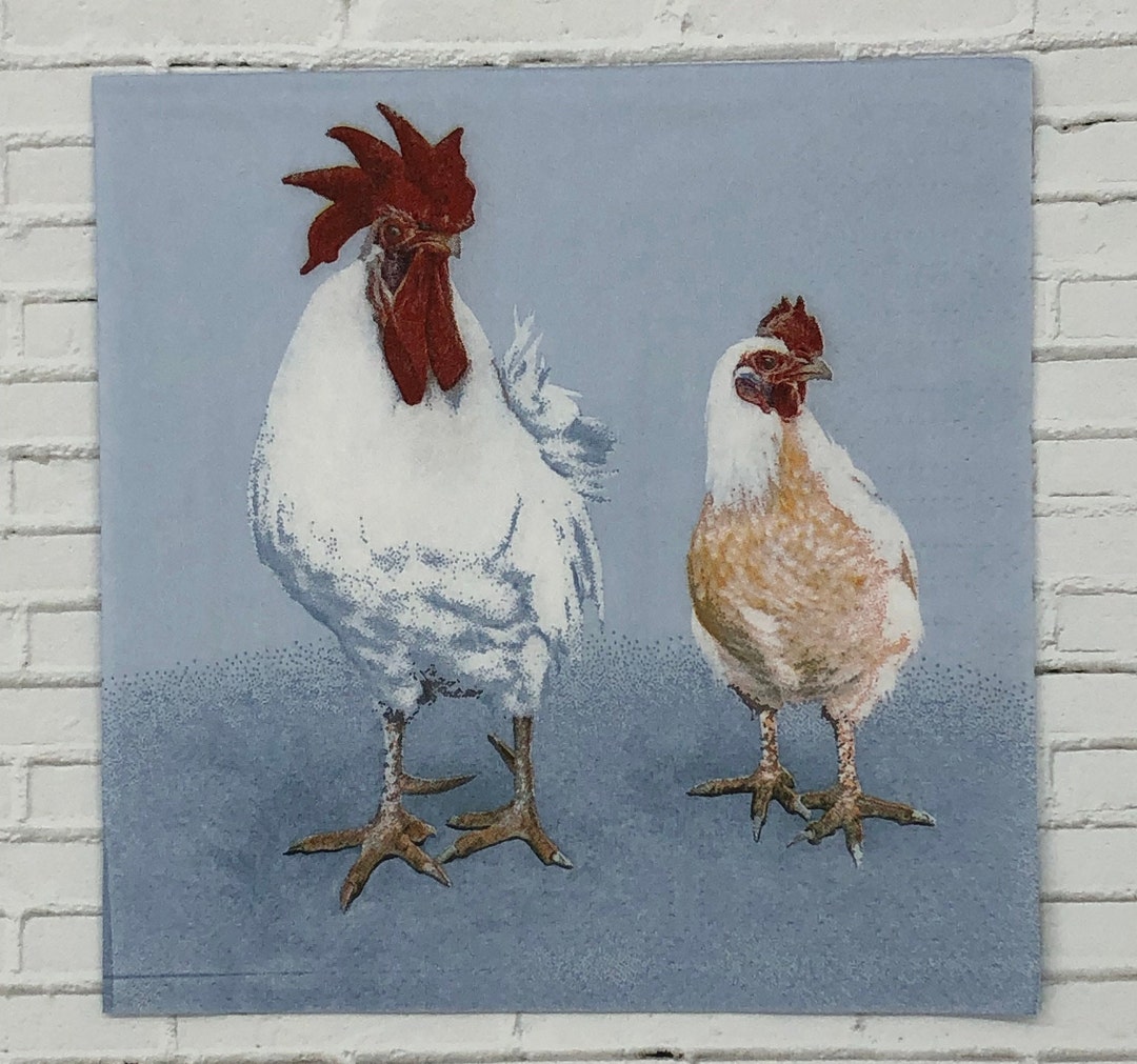 Paper Cocktail Napkin for Decoupage, Card Making, Mixed Media, Rooster ...