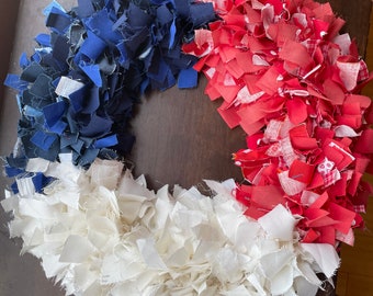 Patriotic Rag Wreath - Etsy