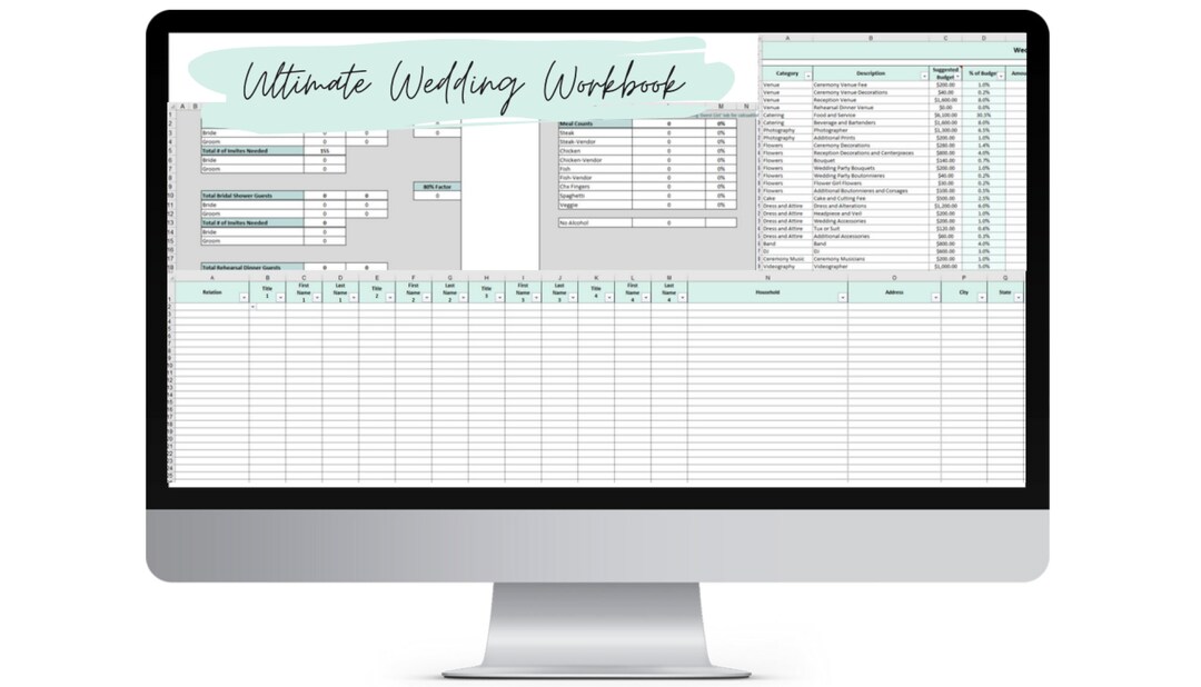 Ultimate Wedding Planning Workbook | Wedding Spreadsheet | Excel ...