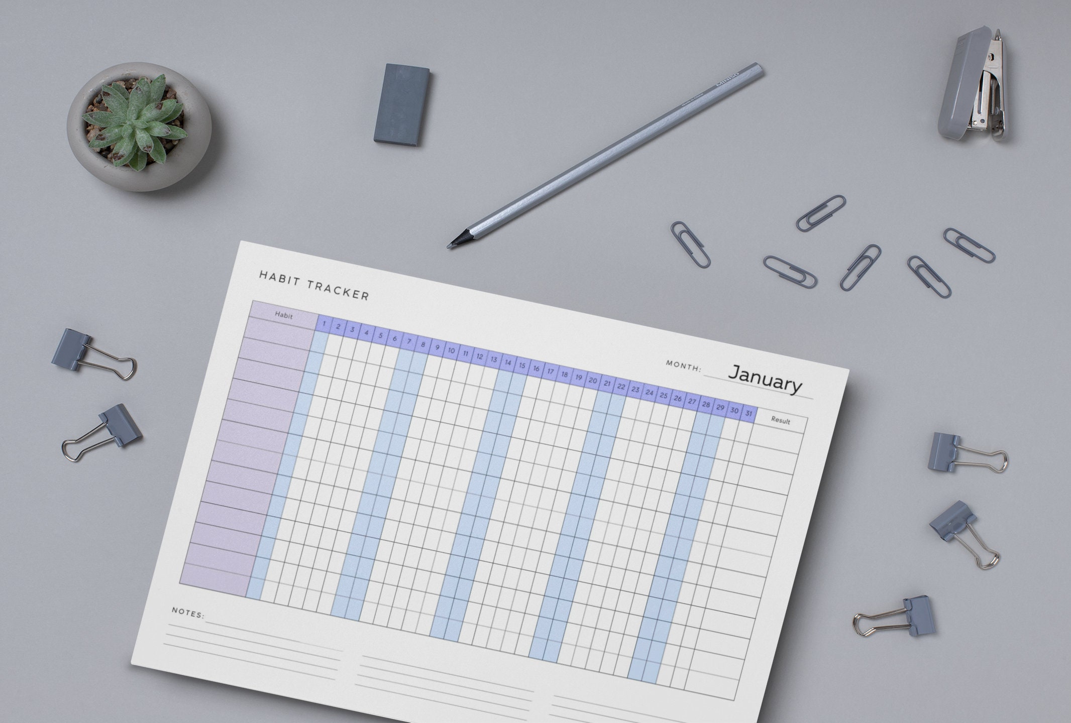 Printable Monthly Habit Tracker, Digital Template, Instant Download PDF ...