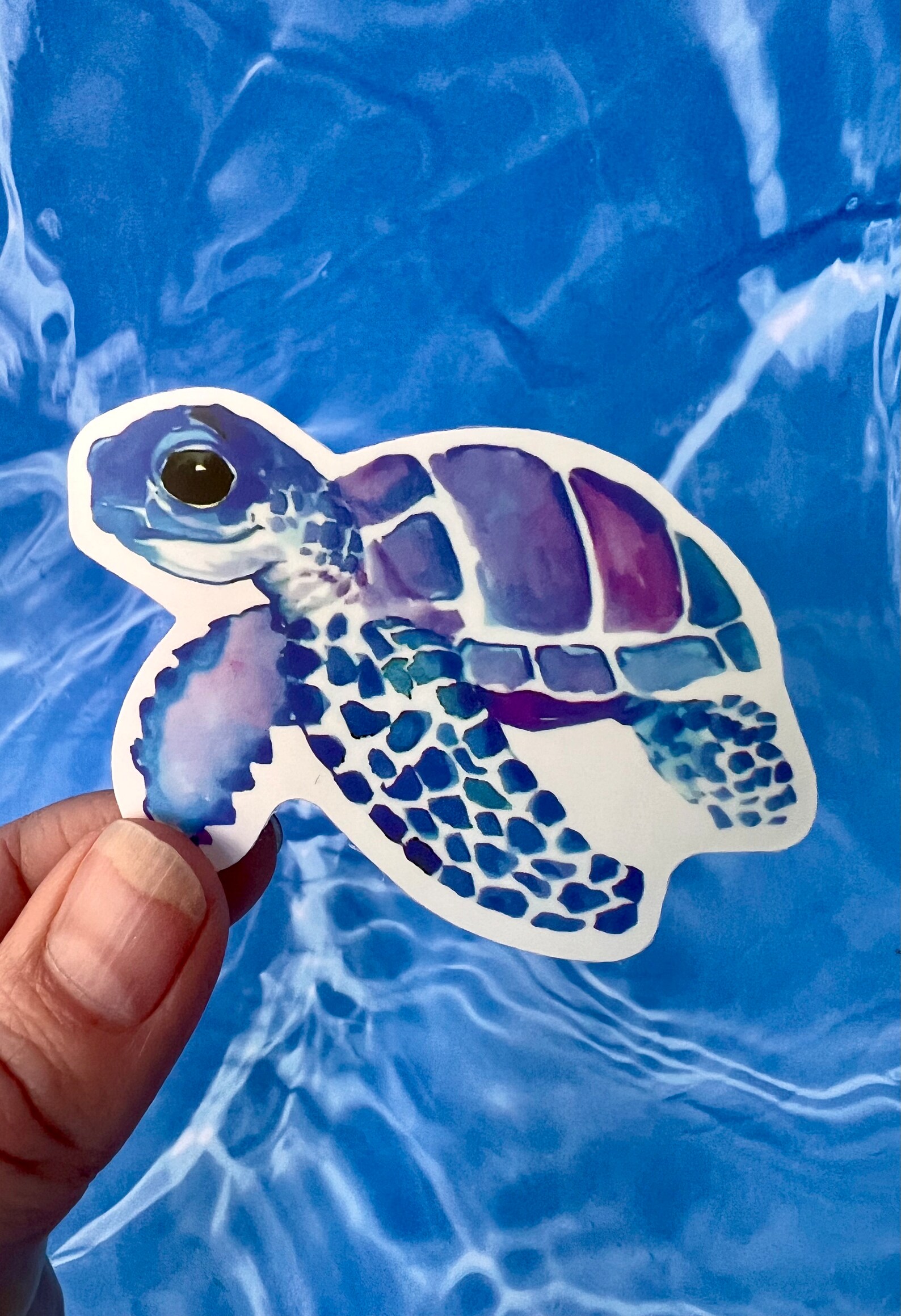 Blue Purple Sea Turtle Sticker | Waterproof Vinyl Decal - Etsy