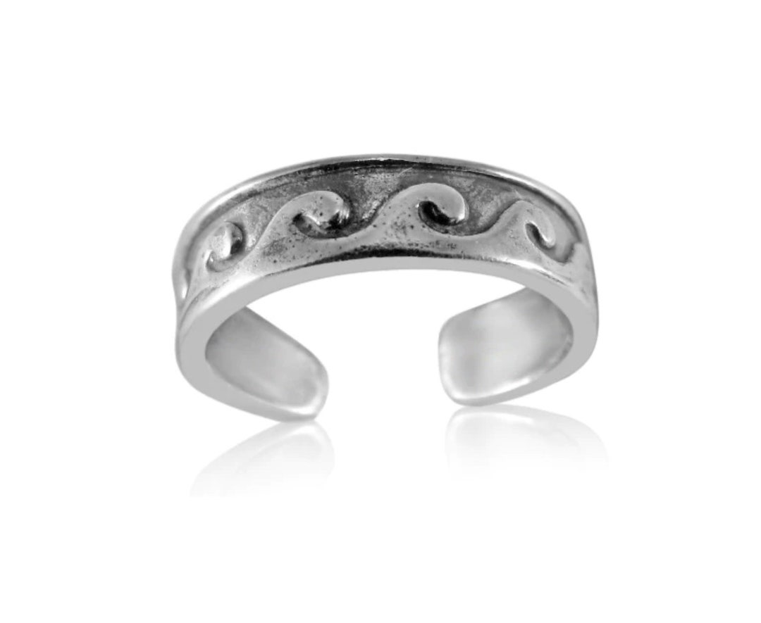 Sterling Silver Textured Waves Adjustable Toe Ring - Etsy