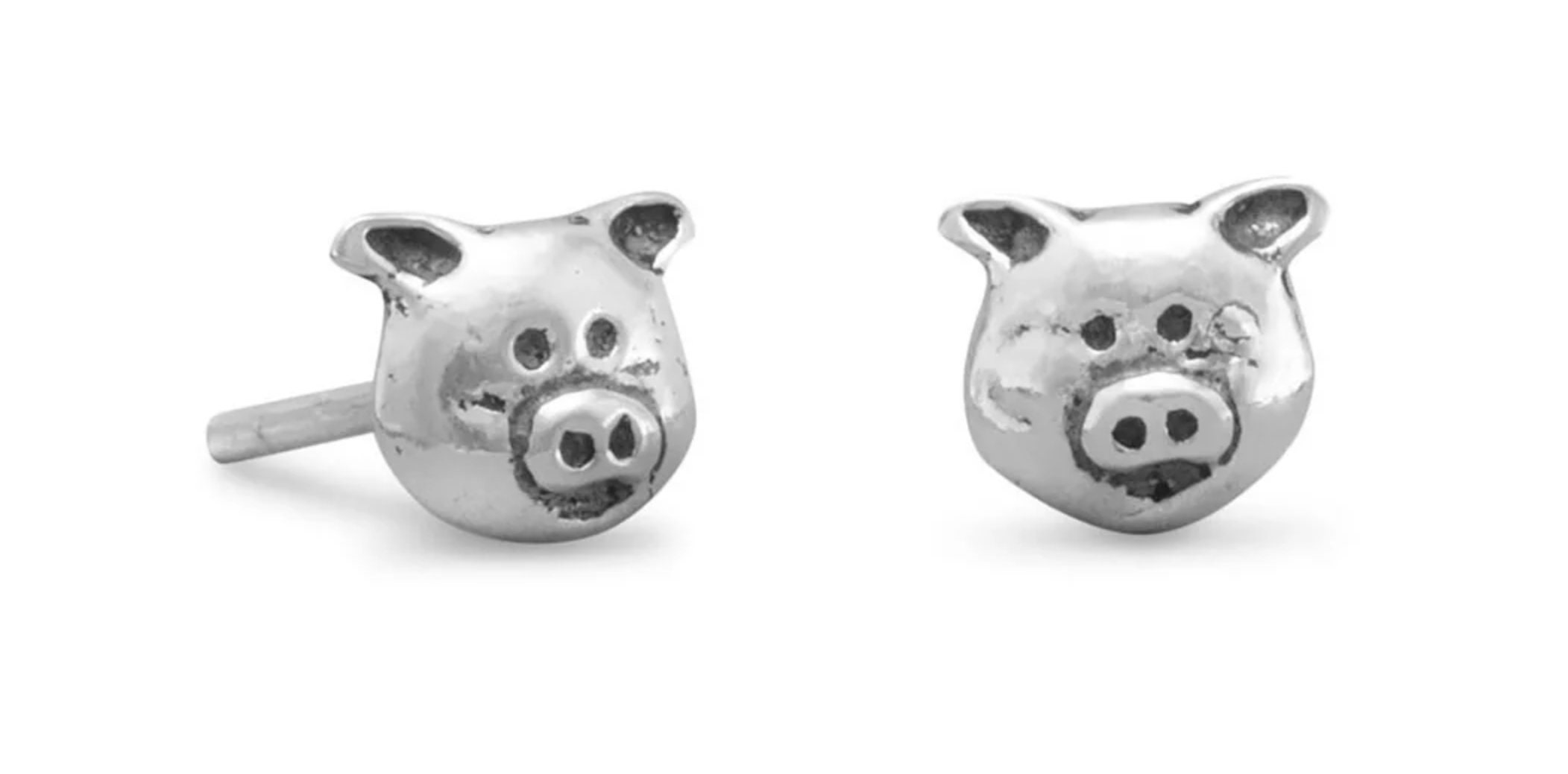 Sterling Silver Piggy Stud Earrings Pig Design Sterling - Etsy