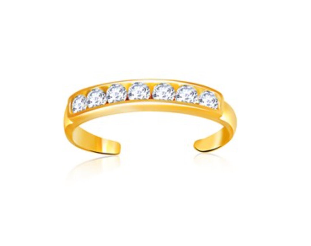 Cubic Zirconia Accented Toe Ring in 14k Yellow Gold Beautiful - Etsy