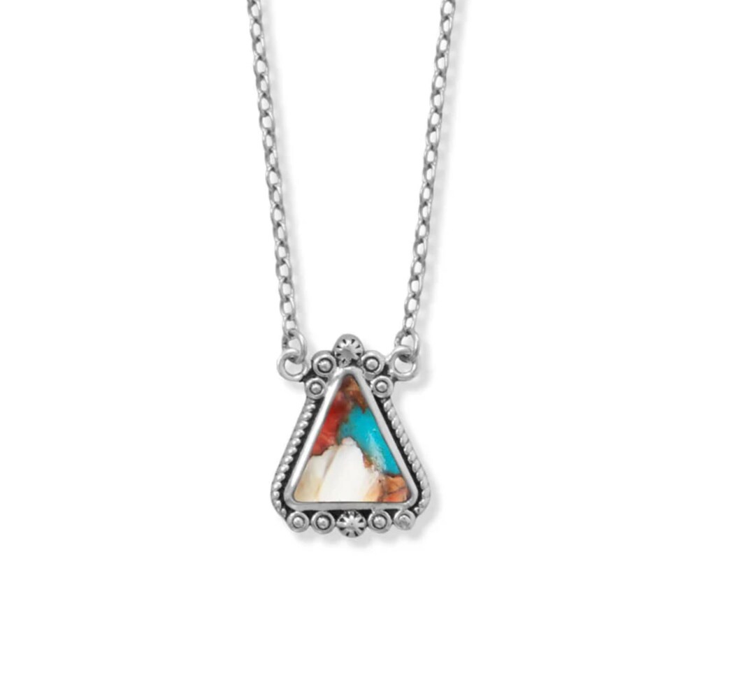 Sterling Silver Triangle Shape Pendant Made From Spiny Oyster and ...