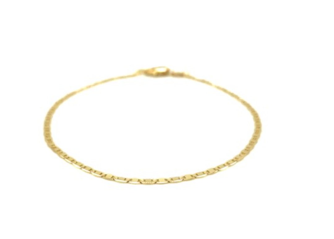 10 Karat Yellow Gold Anklet With Wide Mariner Link, 10K Gold Wide ...