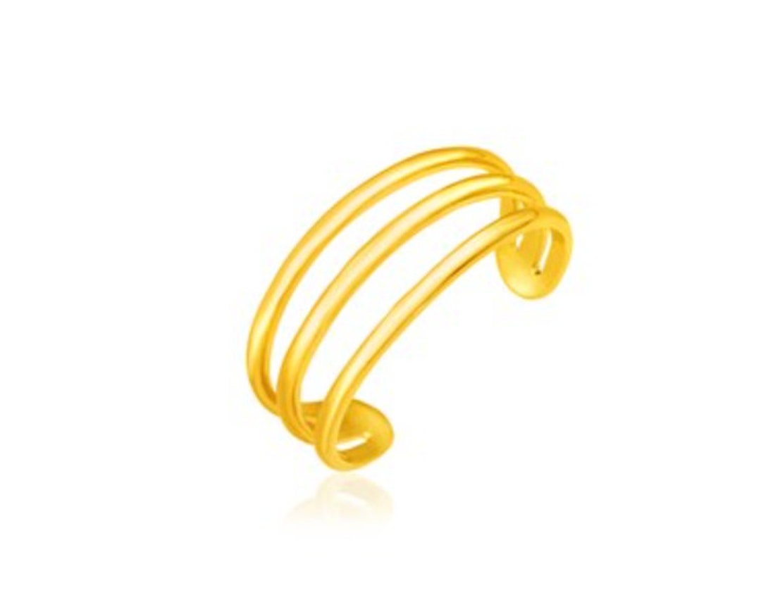 14K Yellow Gold Toe Ring, Three Bar Adjustable Toe Ring - Etsy