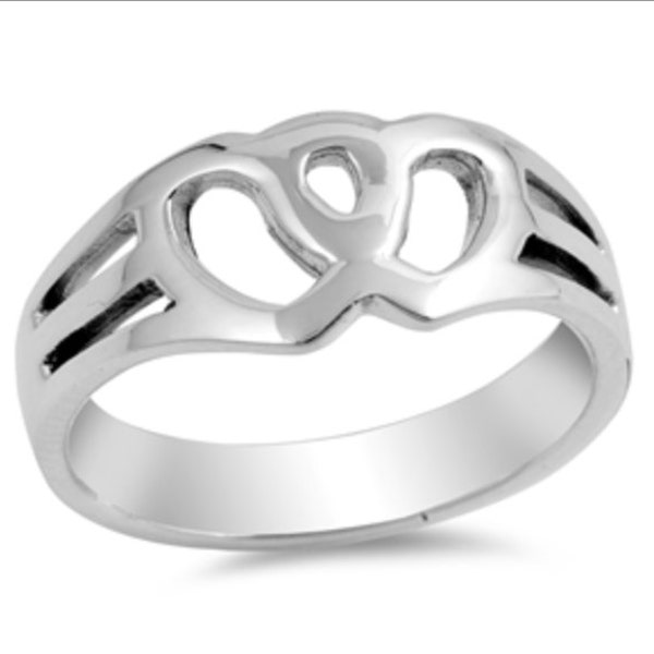 Two Hearts Sterling Silver Ring - Etsy