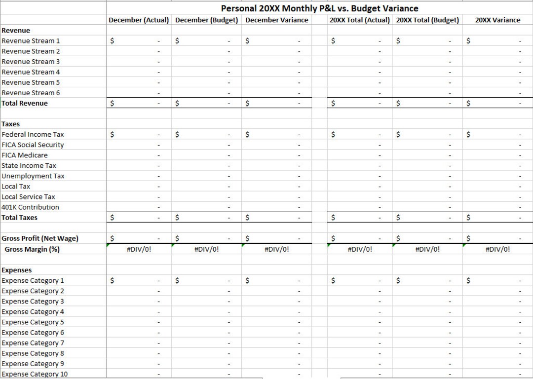 Personal Financial Budget Template - Etsy