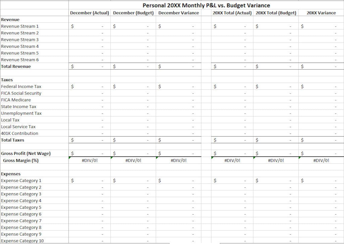 Personal Financial Budget Template - Etsy