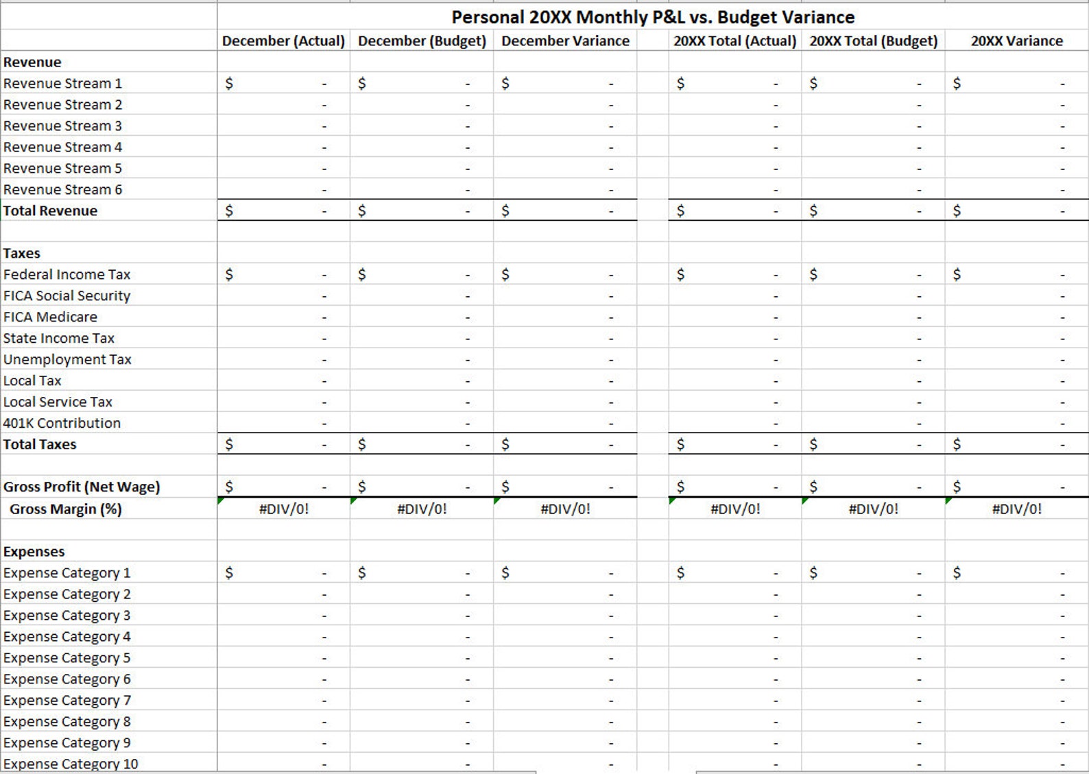 Personal Financial Budget Template - Etsy