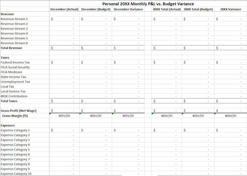 Personal Budget Template - Etsy