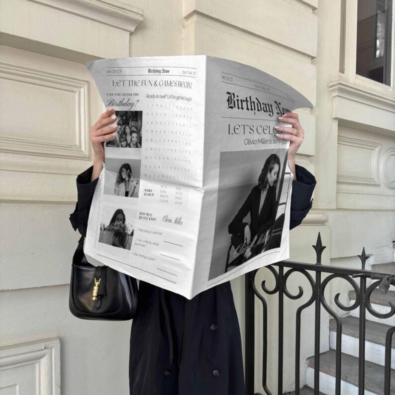 Editable Birthday Newspaper Template: Fun Facts, Photoshoot Prop (canva ...