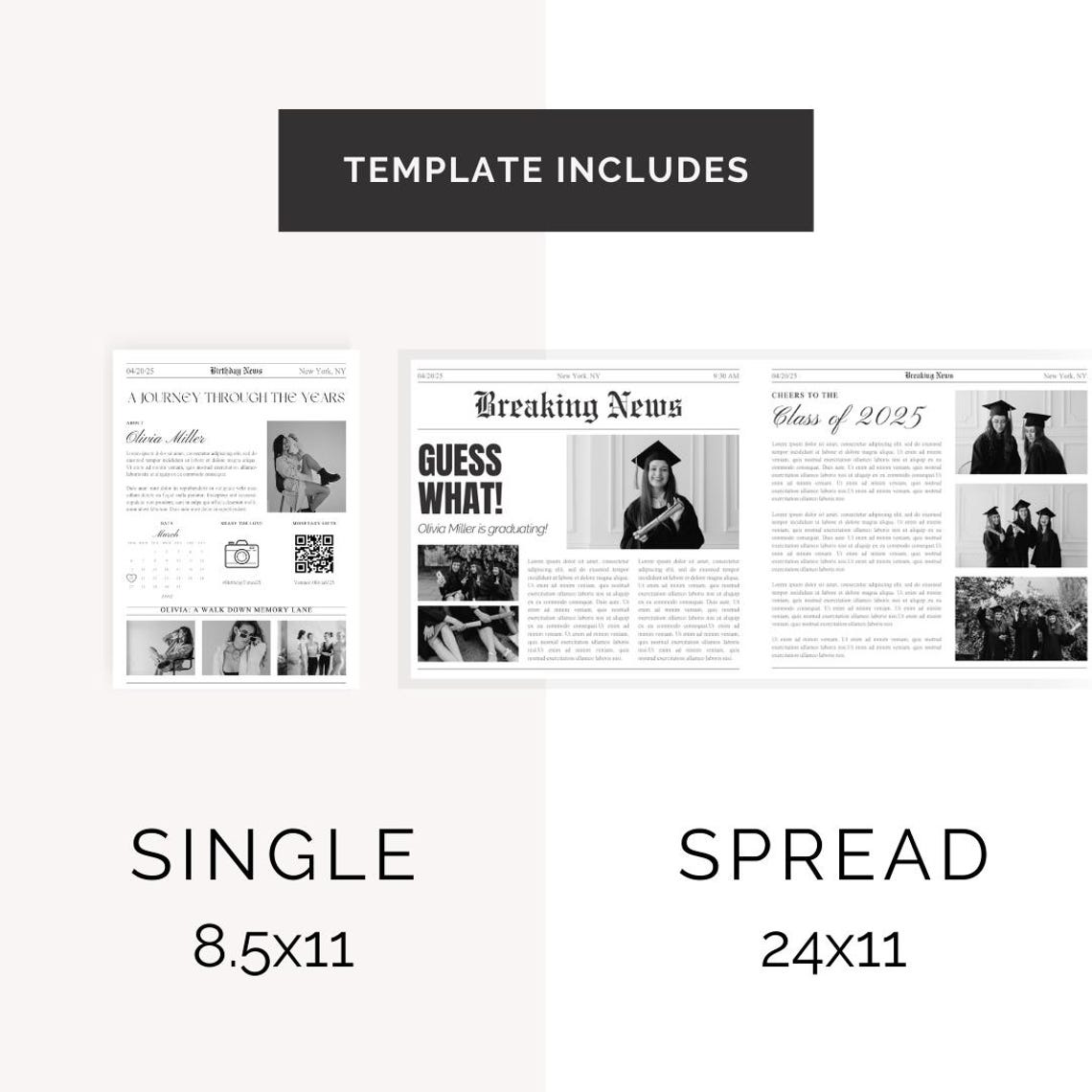 Editable Graduation Newspaper Template: Senior Announcement (canva) - Etsy