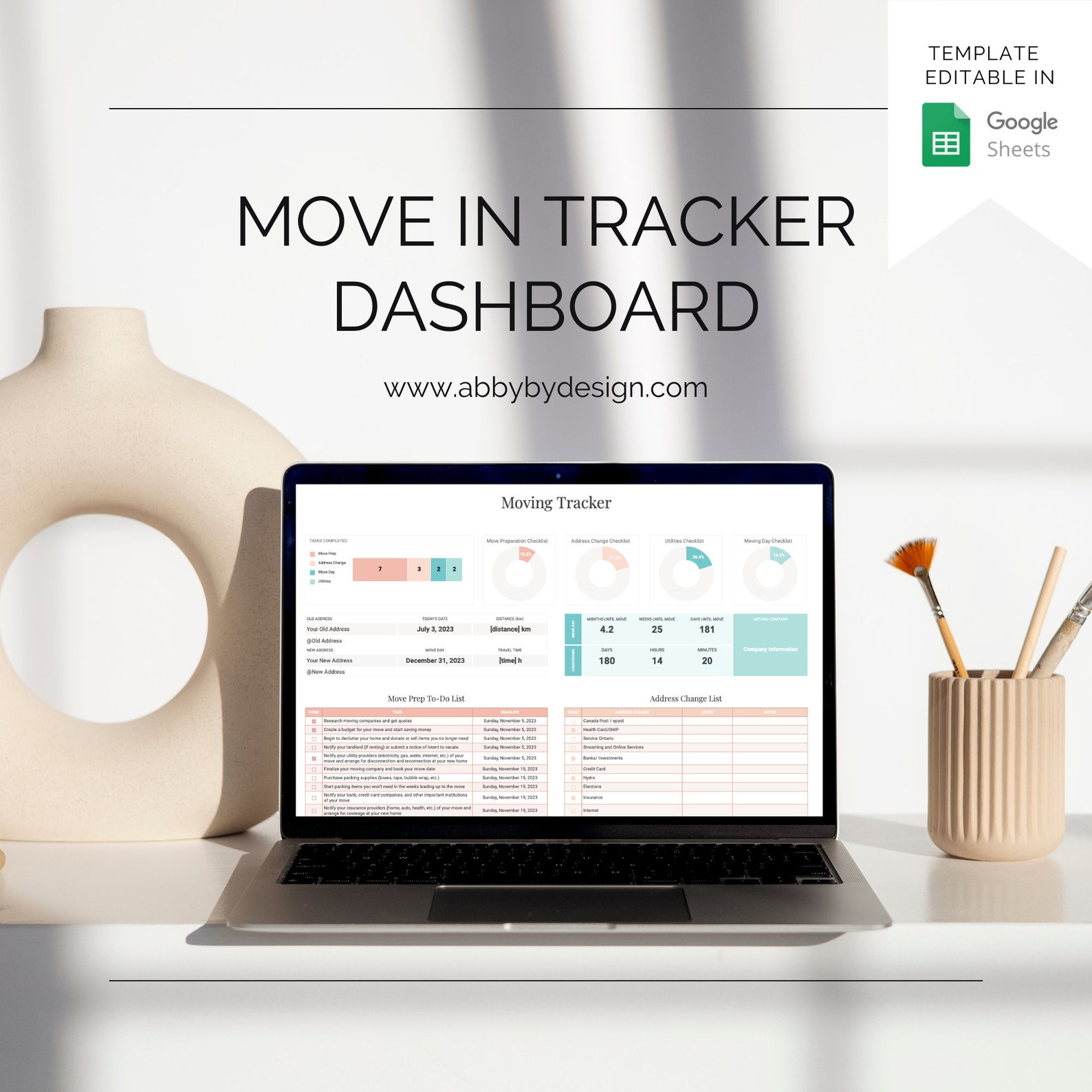 Moving Dashboard Tracker: Google Sheets Planner (digital Download ...