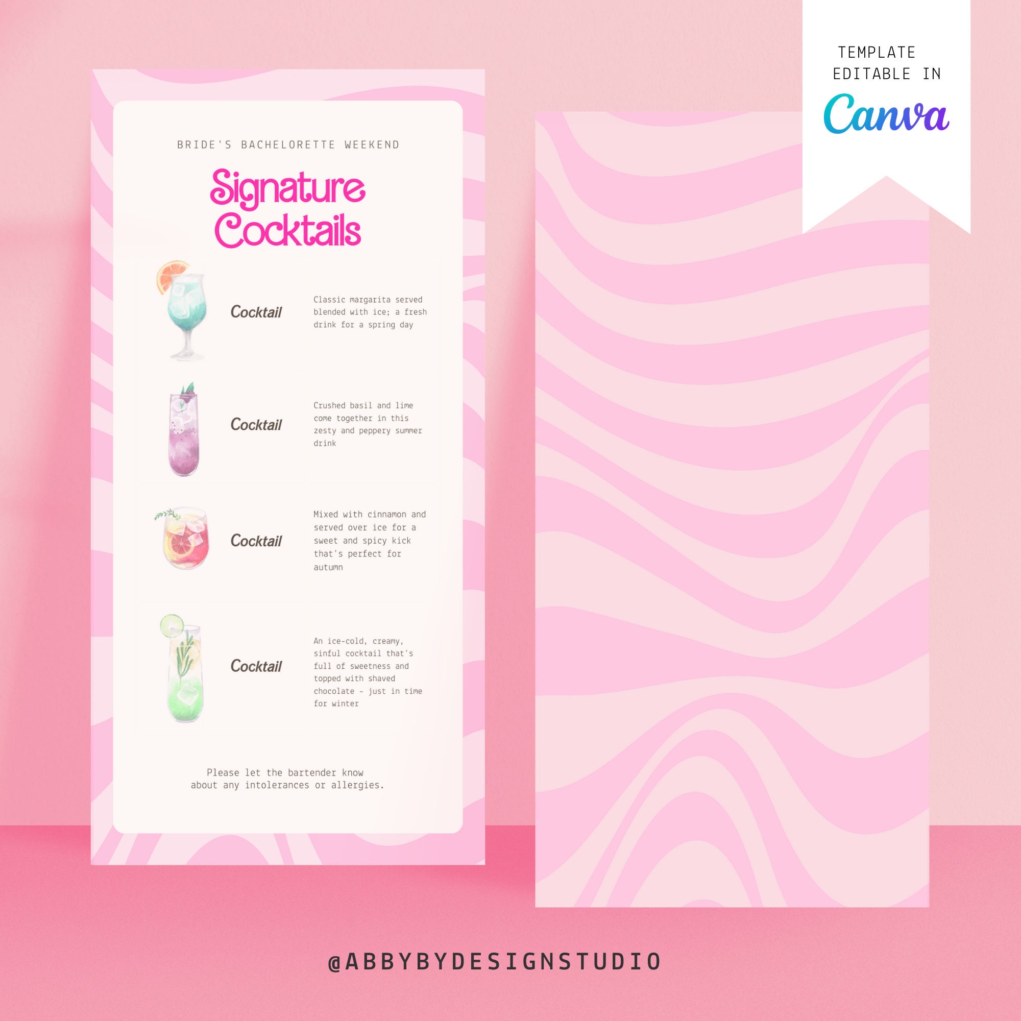 Hot Pink Disco 70s 4x8 Bachelorette Brunch Menu, Canva Template, Brunch ...