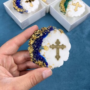 Custom Gold Cross Baptism Favors, Bulk Resin Magnet Favor, Personalized ...