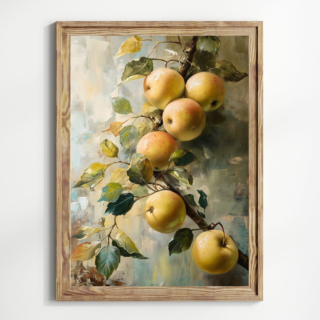 Vintage Apple Tree Print Rustic Farmhouse Kitchen Decor Painting ...