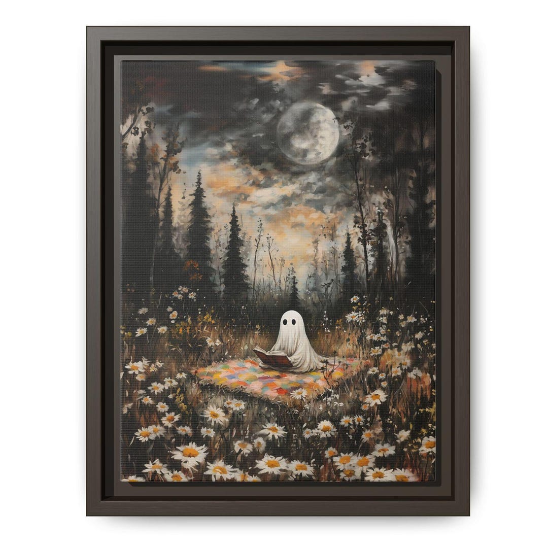 Whimsical Ghost Framed Matte Canvas Wall Decor Art Print, Cozy Home ...