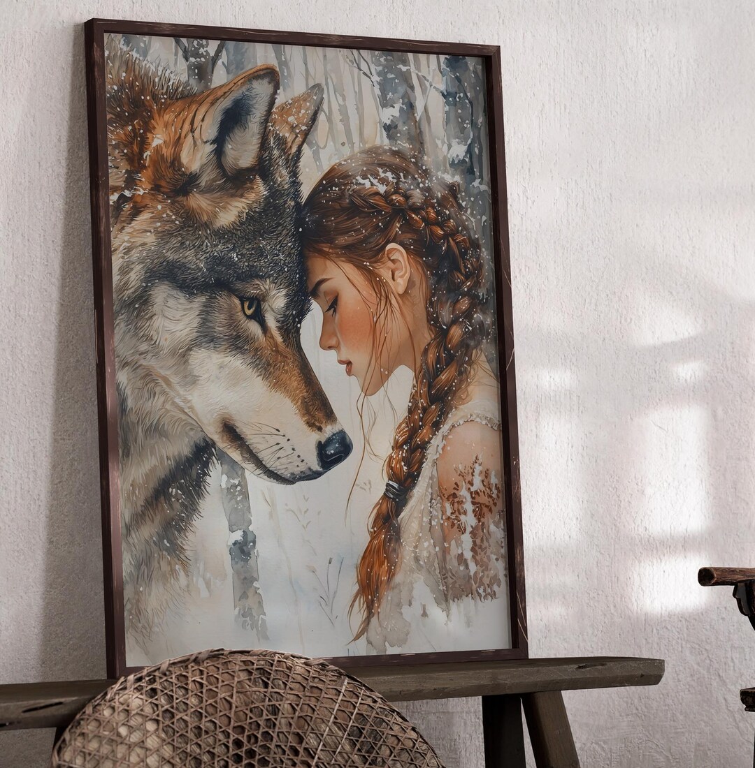 She and Her Wolf, Dark Academia, Wolves Art, Goth Moody Victorian Wall ...