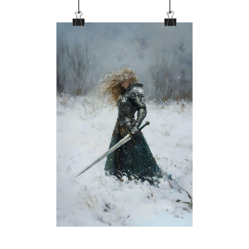Snow Warrior Woman Art Print – Fantasy Female Knight in Winter ...