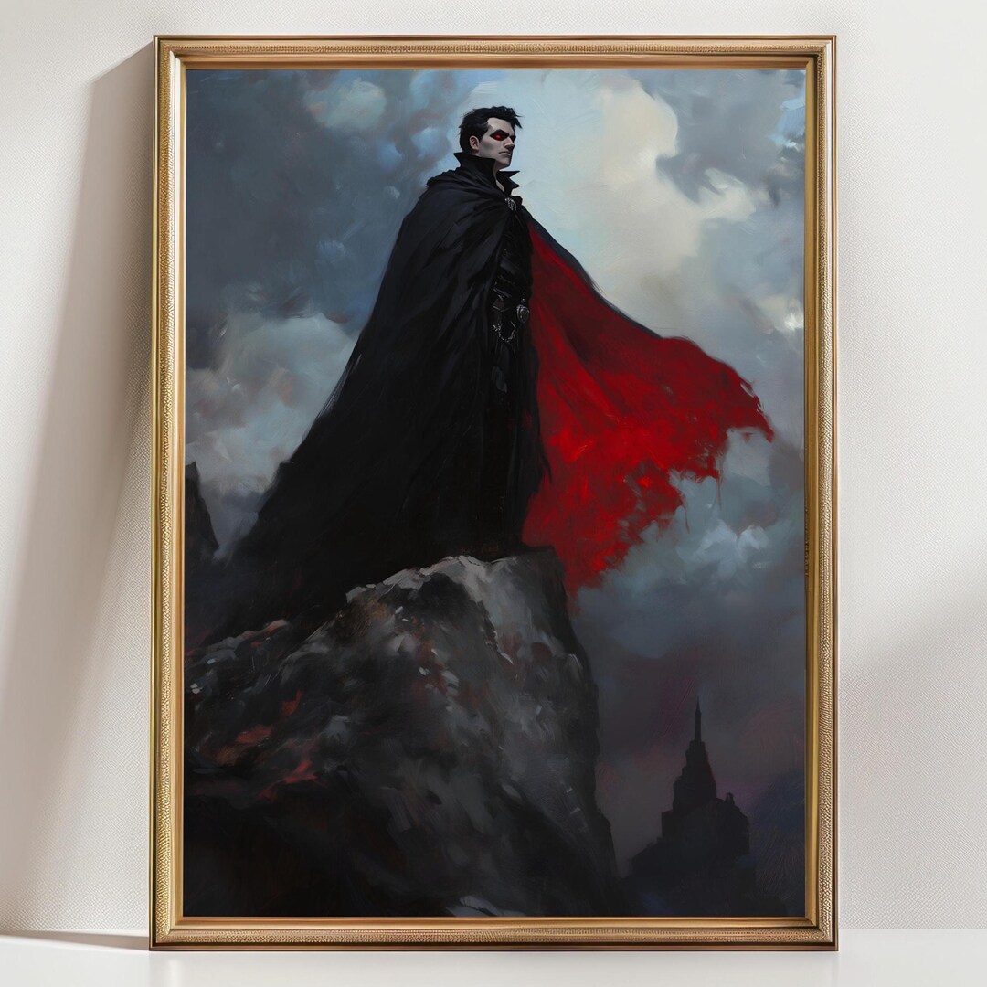 Dark Vampire Wall Art Print, Gothic Fantasy Portrait, Brooding Immortal ...