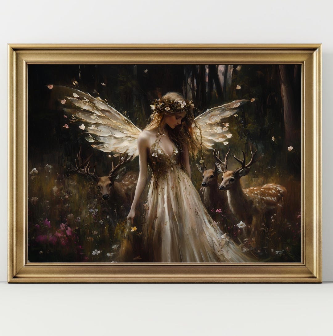 Enchanted Forest Horizontal Posters, Nature Wall Art, Fairy Deer Decor ...