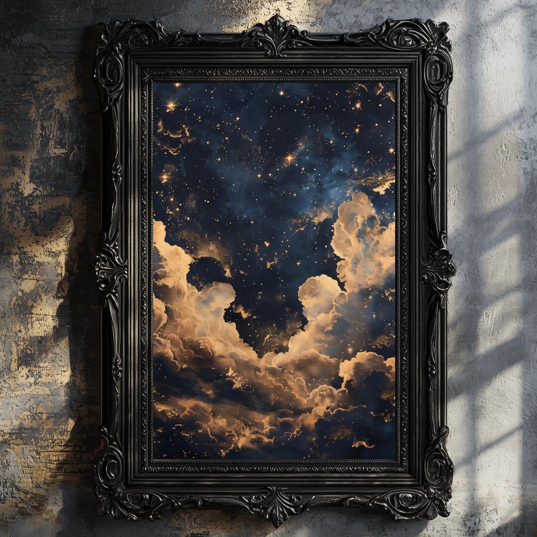 Celestial Wall Art Print ,moody Dark Abstract Night Sky Stars Print ...