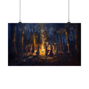 Fire Dance Wall Art, Nymphs Witches Dancing, Gothic Painting, Dark ...