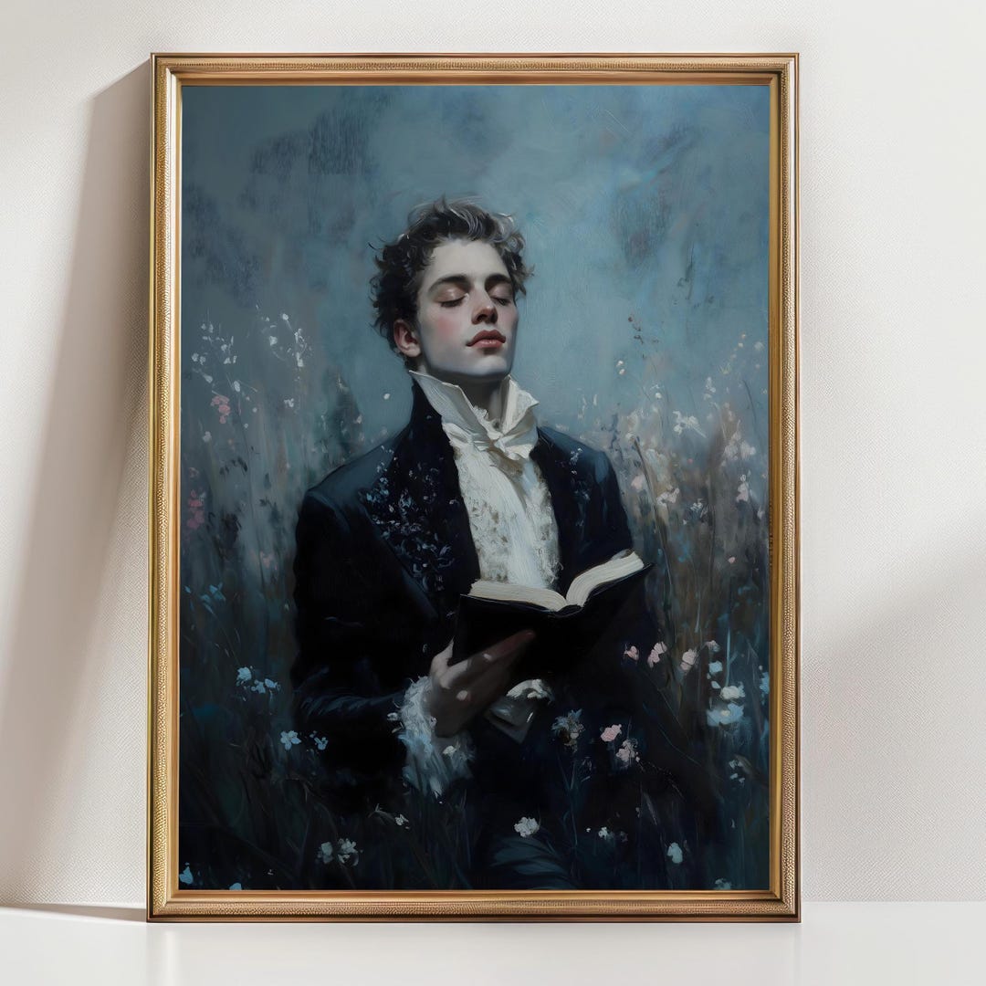 Victorian Man Reading Wall Art, Dark Academia Book Print, Literary ...