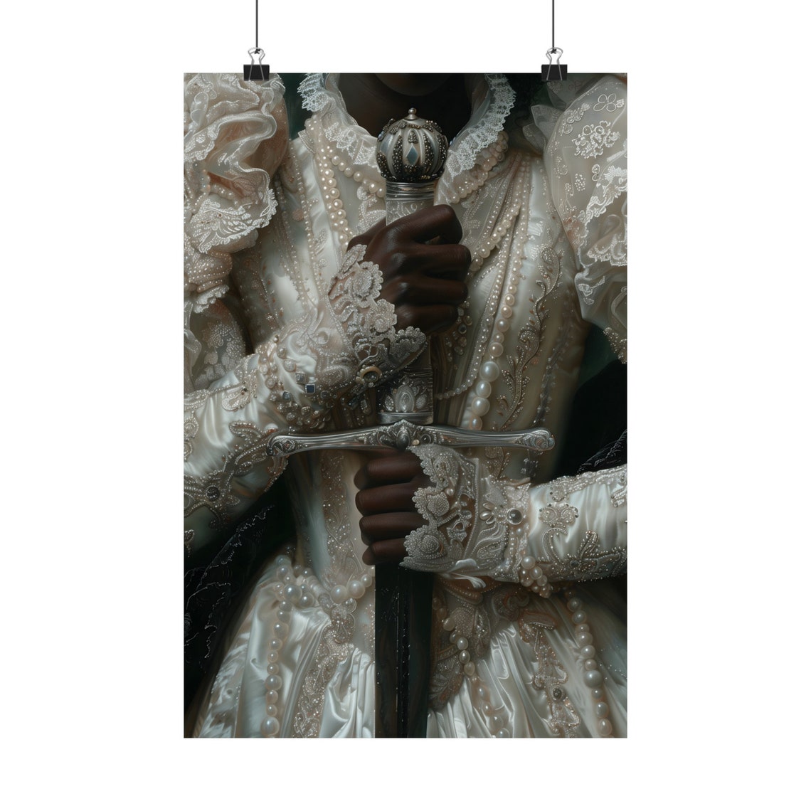 Victorian Art Black Lady With Sword Print Moody Painting, Dagger Print ...