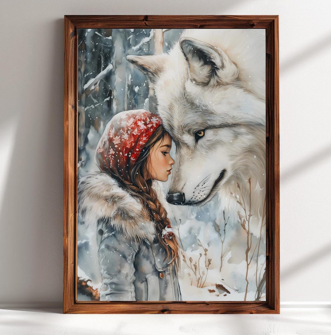 Girl and Her Wolf, Dark Academia, Wolves Art, Goth Moody Victorian Wall ...