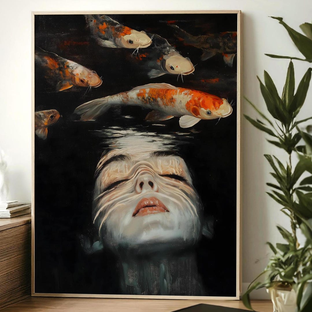 Swimming With Kois Dark Academia Print the Lake, Goth Moody Victorian ...